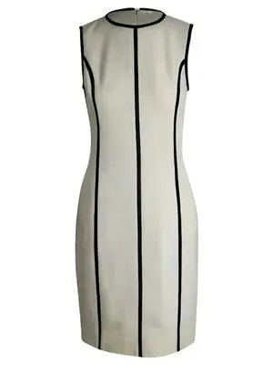 Michael Kors Leather Trim Midi Dress - Neutrals