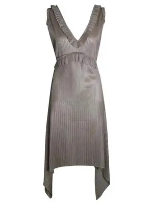 Givenchy Deep V-neck Plissé Dress - Neutrals