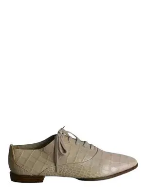 ALEXANDER WANG Ingrid Croc-embossed Oxford Shoes - Neutrals