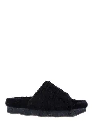 Chloé Wavy Shearling Slides - Black
