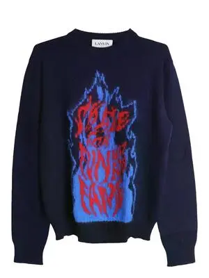 LANVIN Flame Jacquard Knit Jumper - Blue