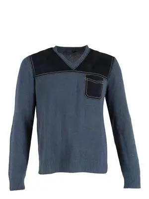 Prada Panelled V-neck Sweater - Blue