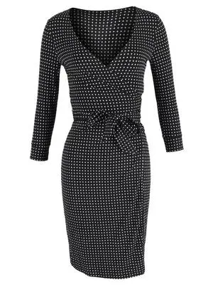 Diane Von Furstenberg Polka Dot Wrap Dress - Black