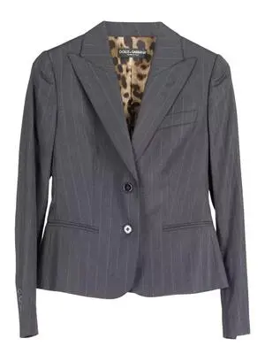 Dolce & Gabbana Striped Button-fastening Blazer - Grey