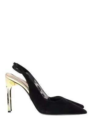 Diane Von Furstenberg Metallic-heel Slingback Pumps - Black