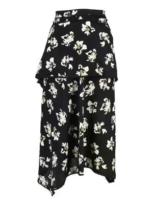 PROENZA SCHOULER Asymmetric Floral-Print Midi Skirt