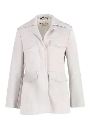 Marni Collared Flap-pocket Coat - Neutrals