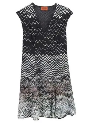 Missoni Zigzag-print V-neck Mini Dress - Black