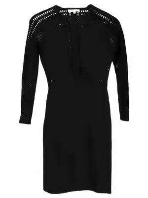 Maje Perforated Wool Mini Dress - Black