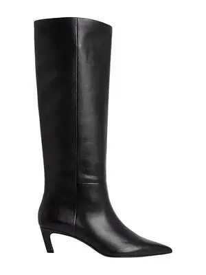 Calvin Klein Kitten-heel Leather Boots - Black