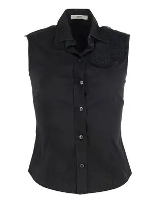 Prada Buttoned Sleeveless Shirt - Black