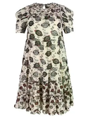 Ulla Johnson Cassian Puff-sleeve Floral Dress - Neutrals