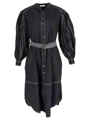 Ulla Johnson Belted Midi Dress - Black
