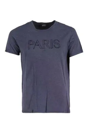 A.p.c. Paris-print Crew-neck T-shirt - Blue