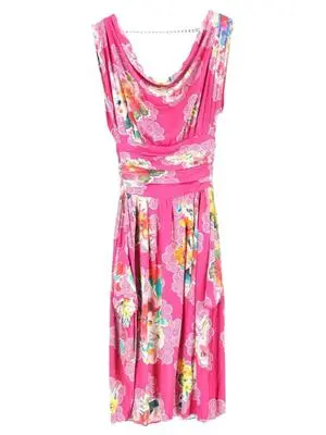 Dolce & Gabbana Floral-print Draped Dress - Pink