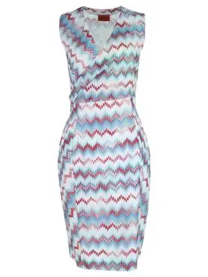 Missoni V-neck Zig Zag Mini Dress - Blue