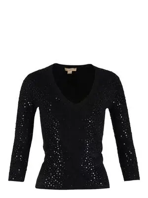 Michael Kors Sequinned Long Sleeve Sweater - Black