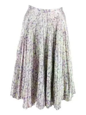 Stella McCartney Floral Pleated Midi Skirt - White