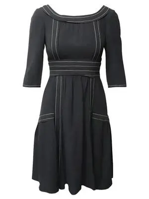 Prada Contrast-stitch Midi Dress - Black
