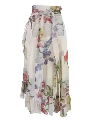 GANNI Floral-print Midi Skirt - White