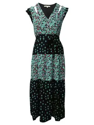 Maje Floral Cut-out Maxi Dress - Black