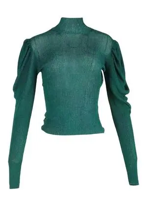 Caroline Constas Puff-sleeve Turtleneck Sweater - Green