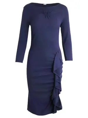 Moschino Ruffle-detail Long-sleeve Midi Dress - Blue