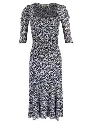 Diane Von Furstenberg Vintage Printed Midi Dress - Black