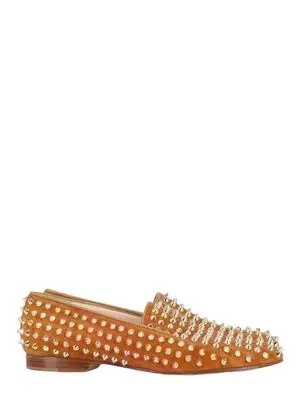 CHRISTIAN LOUBOUTIN Spikes-detail Suede Loafers - Brown