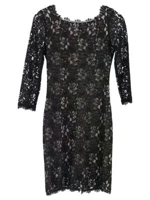 Diane Von Furstenberg Vintage Lace-overlay Long-sleeve Dress - Black