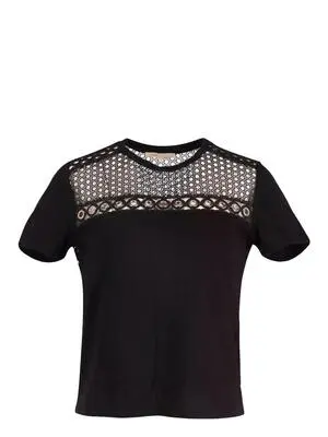 Maje Eyelet Lace Insert Top - Black