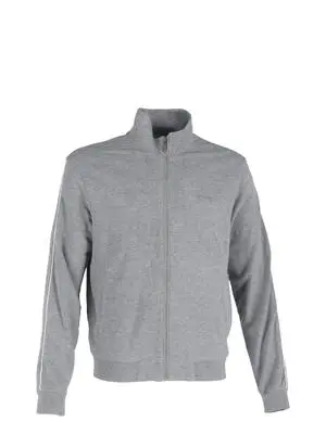 Ermenegildo Zegna Zipped Embroidered-logo Sweatshirt - Grey