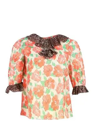 Rixo Floral-print Top - Neutrals