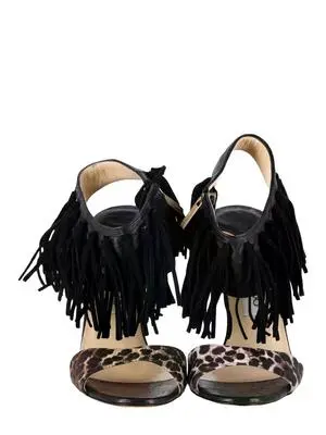 JIMMY CHOO Fringed Sandals - Black