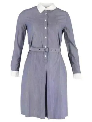 Vanessa Seward Striped Belted Shirt Dress - Blue