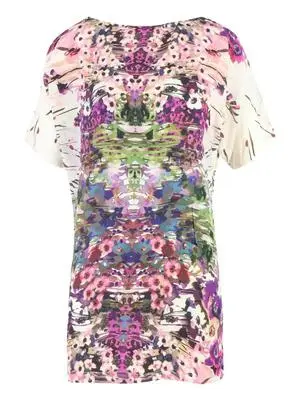 THEIA Floral-Printed Silk Blouse