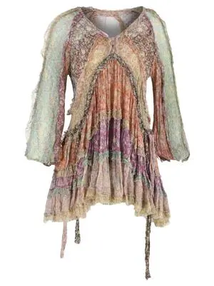 Zimmermann Floral-print Tiered Dress - Neutrals