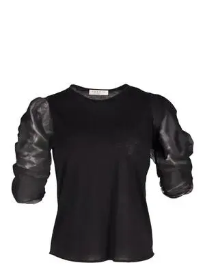 Sandro Sheer-sleeved Blouse - Black