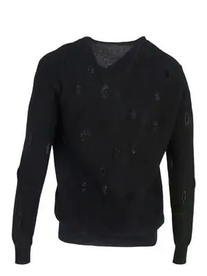 Bottega Veneta Distressed V-neck Sweater - Black
