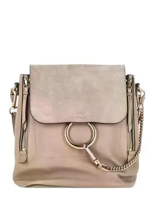Chloé Faye Zip Leather Backpack - Neutrals