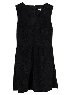 Alexander McQueen Brocade V-neck Mini Dress - Black