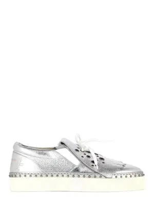 Burberry Kiltie Fringe Detail Slip-on Sneakers - Silver