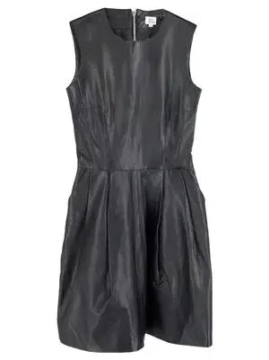 Iris & Ink Leather Pleated Dress - Black