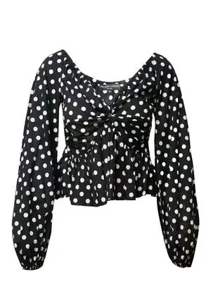 Caroline Constas Polka-dot V-neck Top - Black