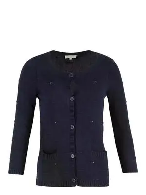 Sandro Studded Button Cotton Cardigan - Blue