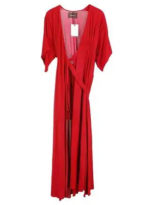 REFORMATION Draped Wrap Dress - Red