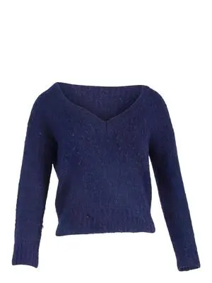 REFORMATION Deep V-neck Alpaca Sweater - Blue