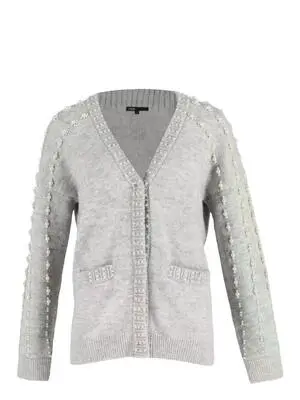 Maje Embellished Pocket Cardigan - Grey