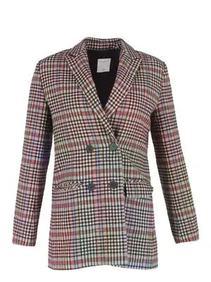Sandro Plaid Double-breasted Blazer - Brown