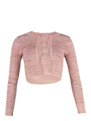 Sandro Striped Cropped Cardigan - Pink